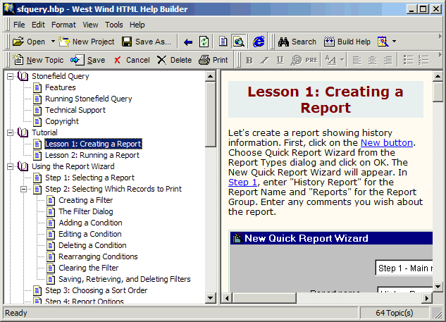 Creating a Help File - Stonefield Query SDK